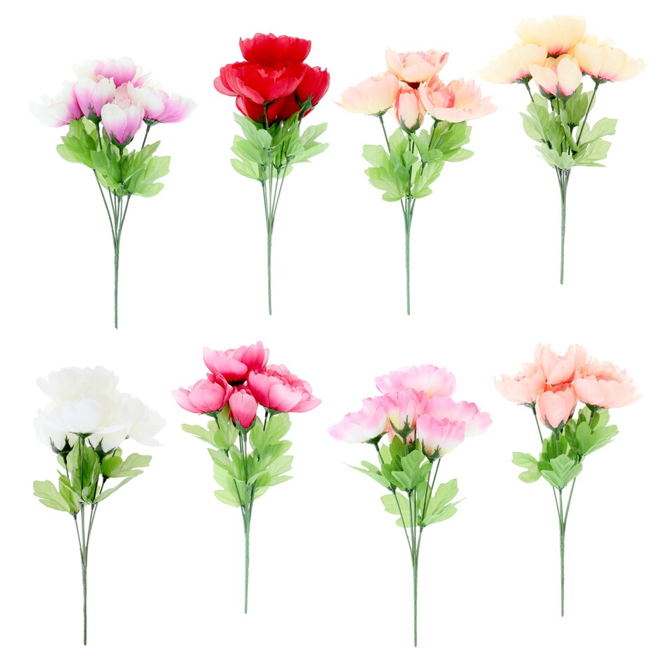 Floral Garden Assorted Artificial Peonies Bush, Assorted Colors, 1-ct ...