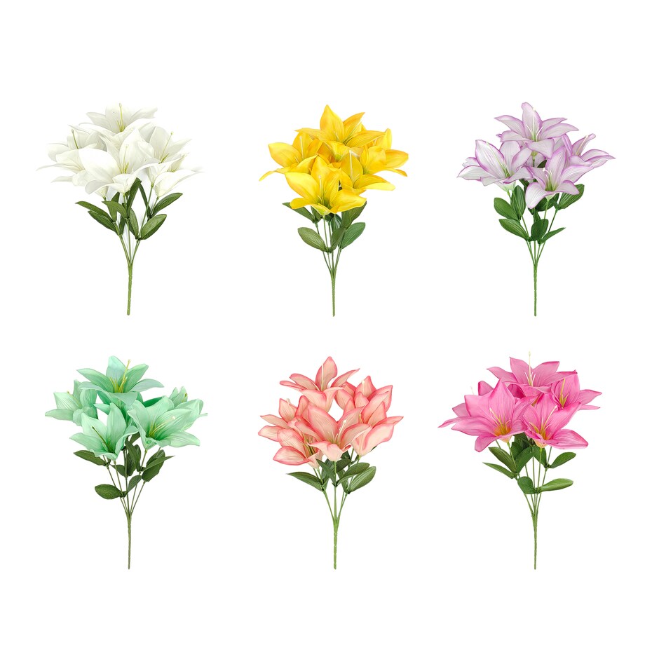 Artificial Lily Floral Bush, Assorted Colors, 1-ct. | Dollar Tree