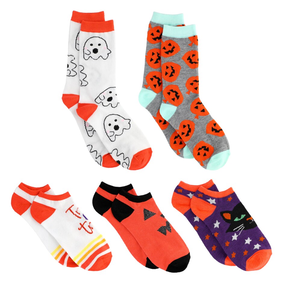 Ladies' Halloween Crew and No-Show Socks