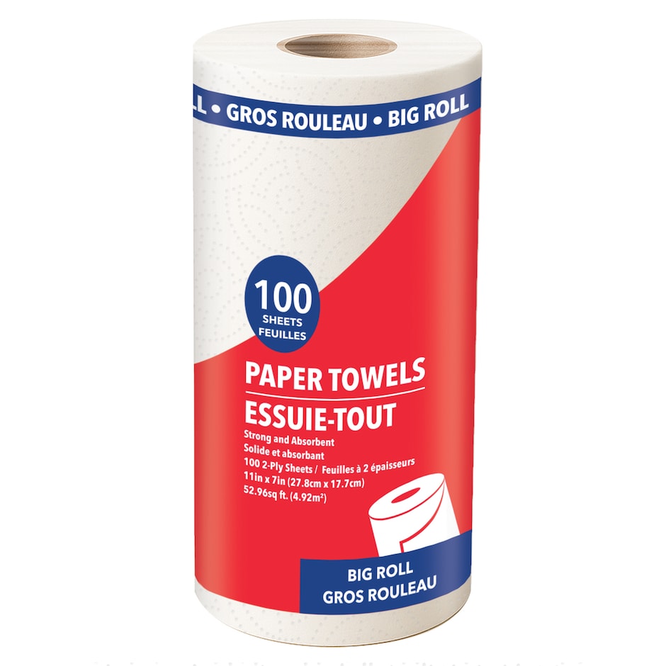 2-Ply White 100-Sheet Paper Towels Big Roll, 1 pk.