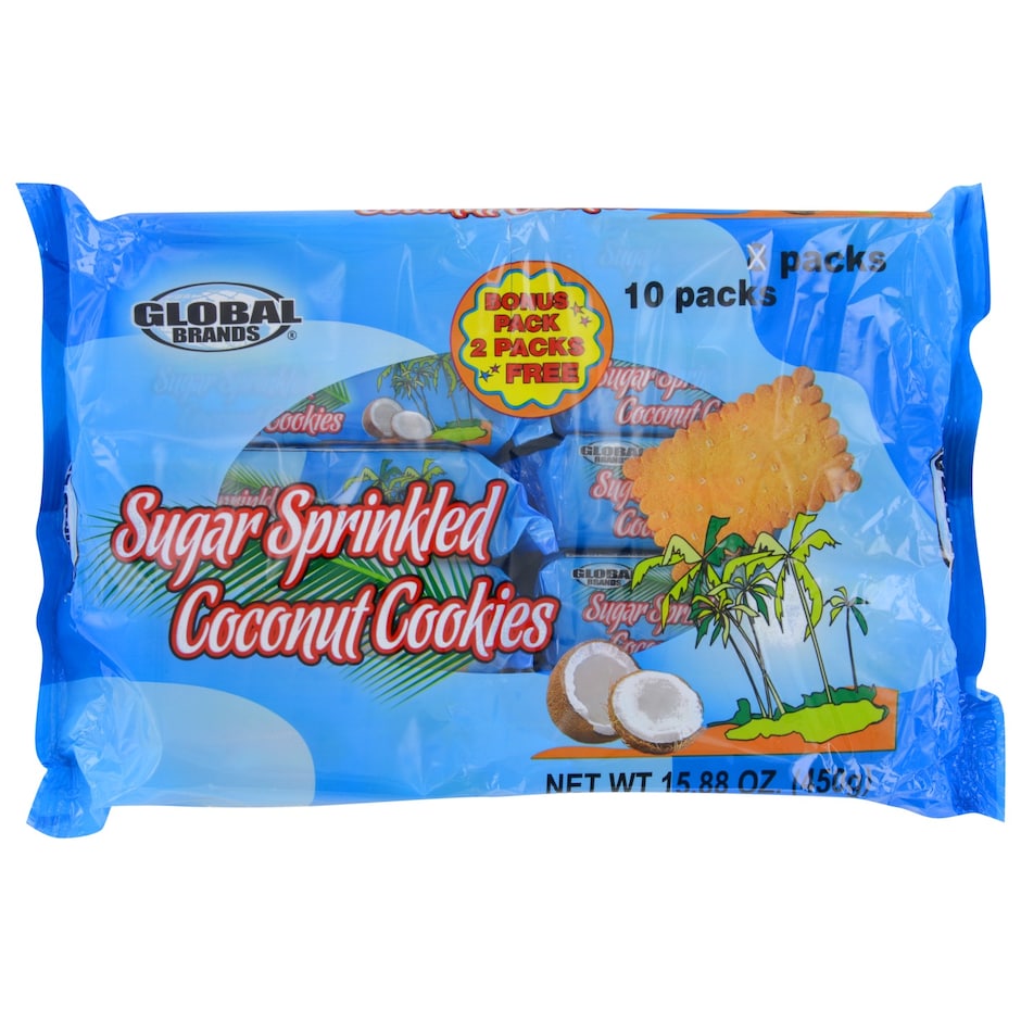 213540-Global Brands Sugar Sprinkled Coconut Cookies, 10-ct. Packs