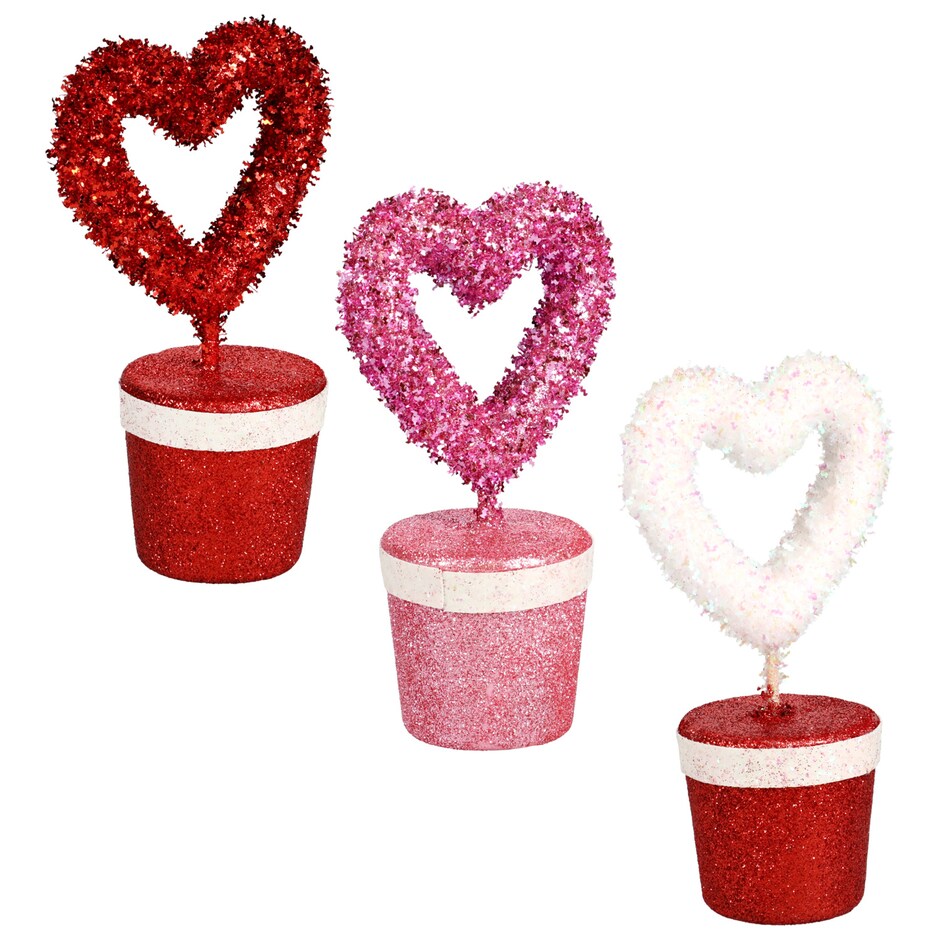 Valentine's Day Glitter Heart Pots, 7.48x3.86x2.56 in. | Dollar Tree