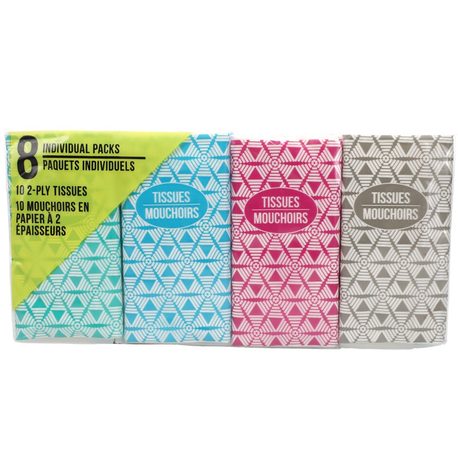 Assorted 2-Ply Cough and Cold Pocket Tissues, 8 ct.