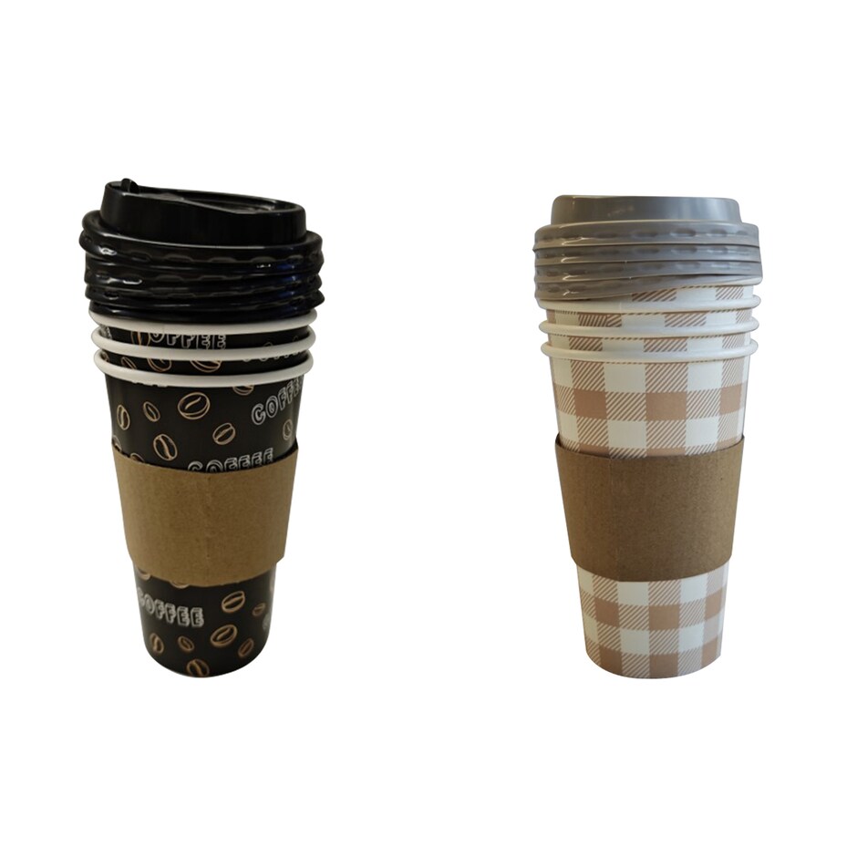 Paper Coffee Cups With Lid, Assorted Colors, 4-pc Pack. | Dollar Tree