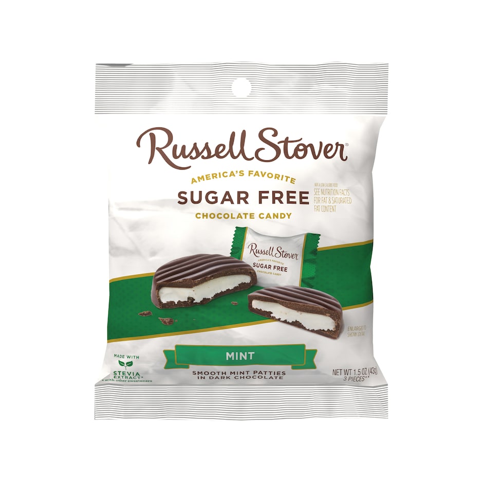 Russell Stover Sugar Free Chocolate Mint Patties, 1.5 oz. Bags