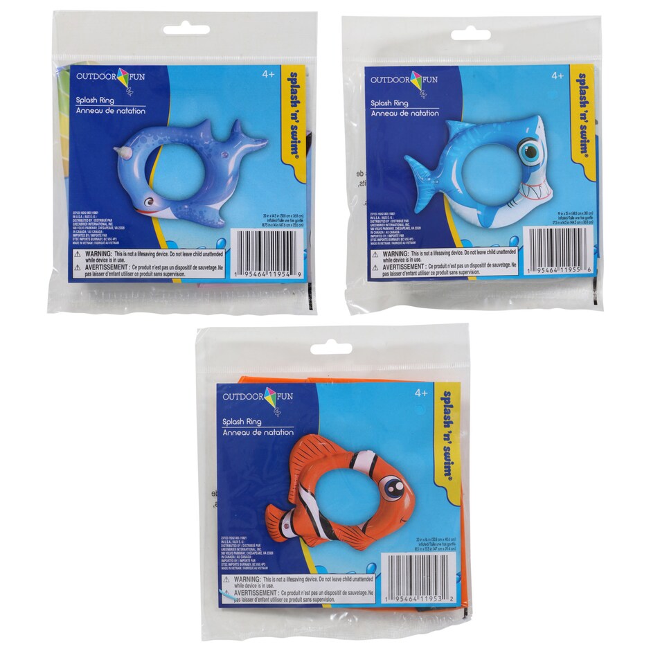 237122-Splash-N-Swim Fish-Shaped Swim Rings, 20 in.