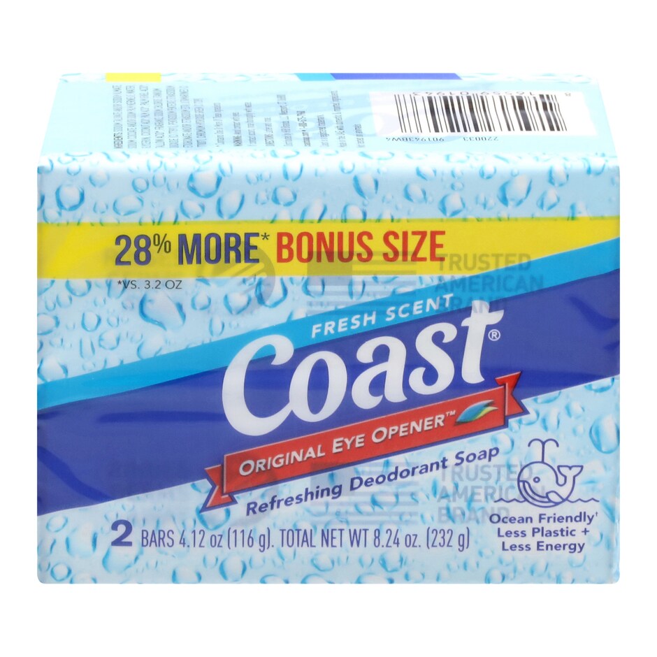 Coast Refreshing Deodorant Soap Bar With Fresh Scent, 2-pc Pack ...