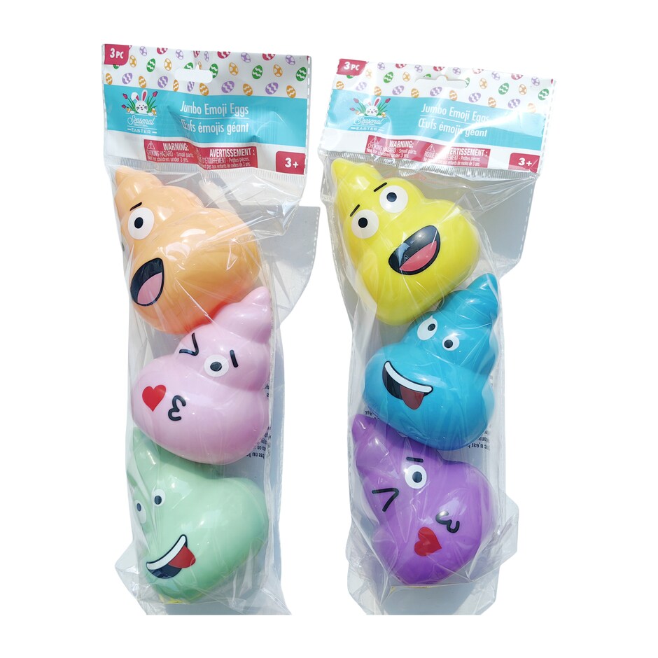 Seasonal Collection Jumbo Poop Emoji Easter Eggs, Assorted Colors, 3-pc ...