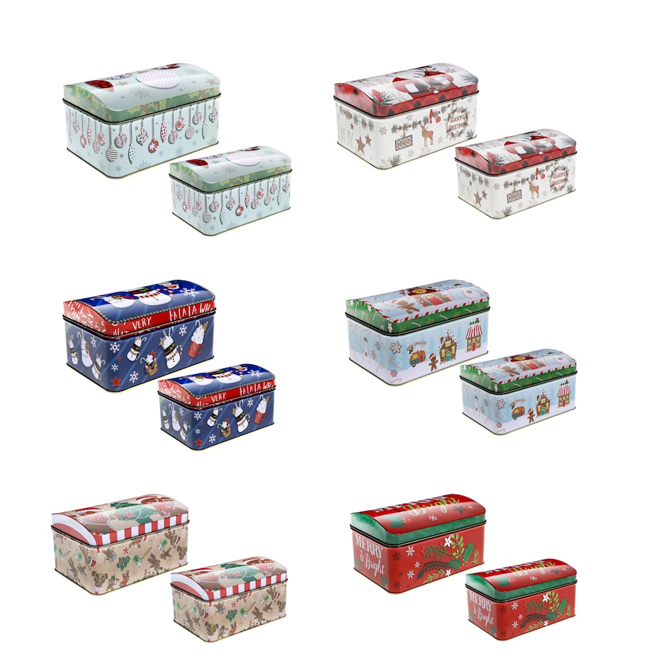 Christmas House Printed Hinged Cookie Tins