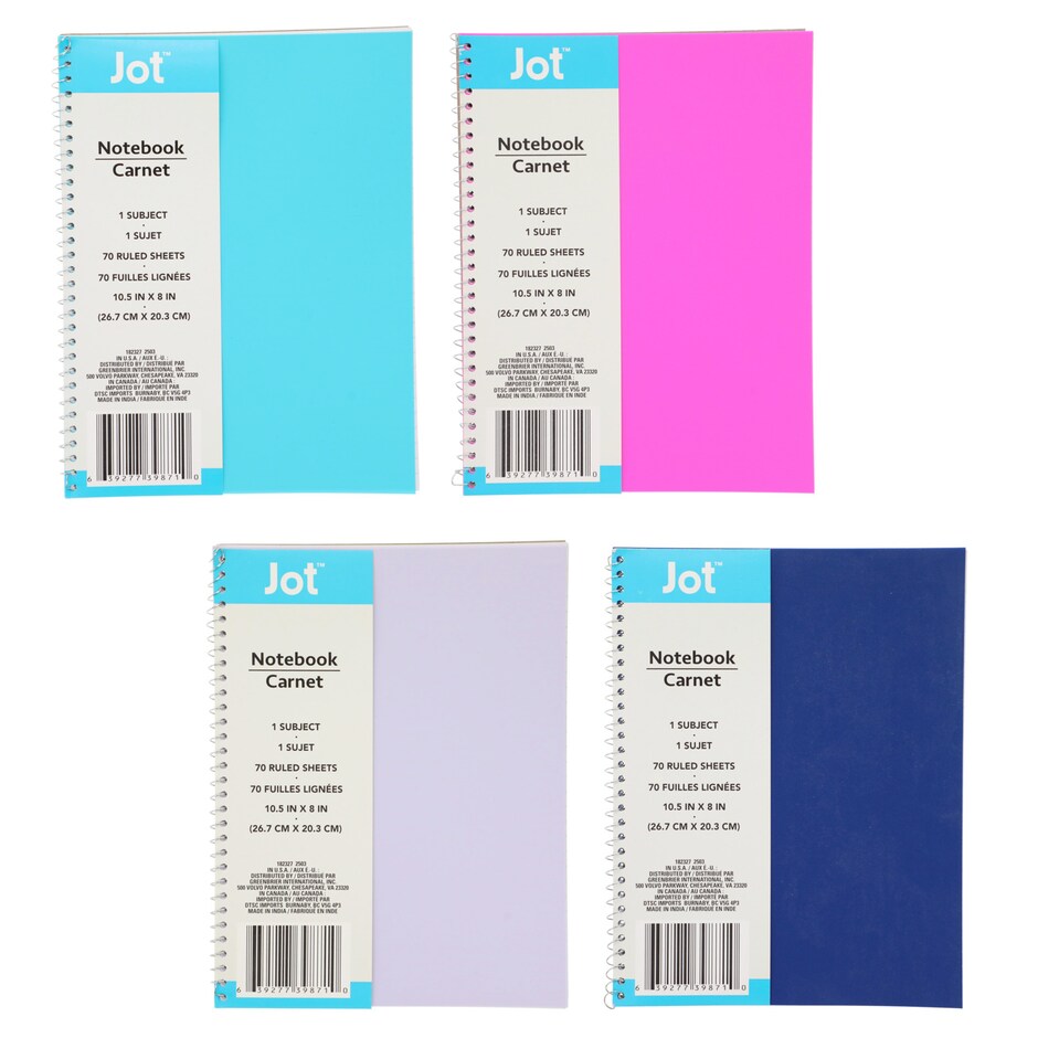 Jot Spiral Bound Notebook With 70 Sheets, Assorted Colors, 1-ct ...