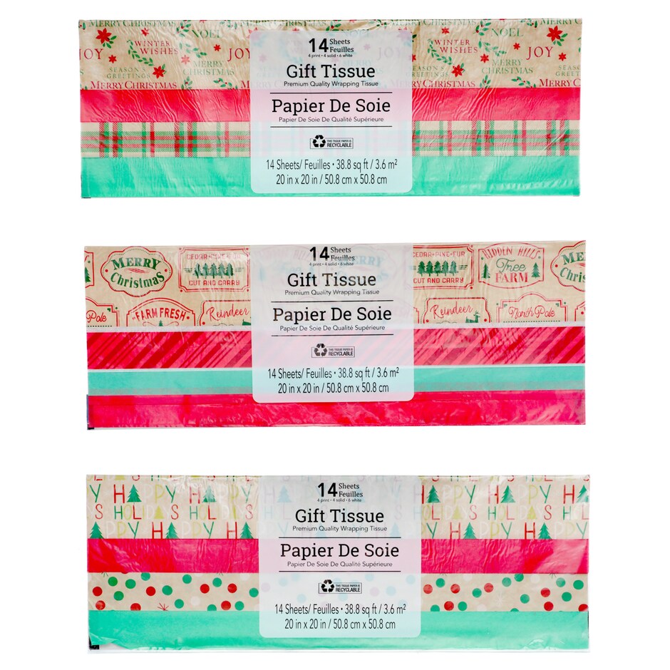 Christmas Tissue Paper, Ribbons, Bows, Tags | DollarTree.com