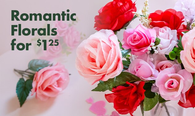 Romantic Florals for $1.25 and a bundle of faux roses in light pink ...