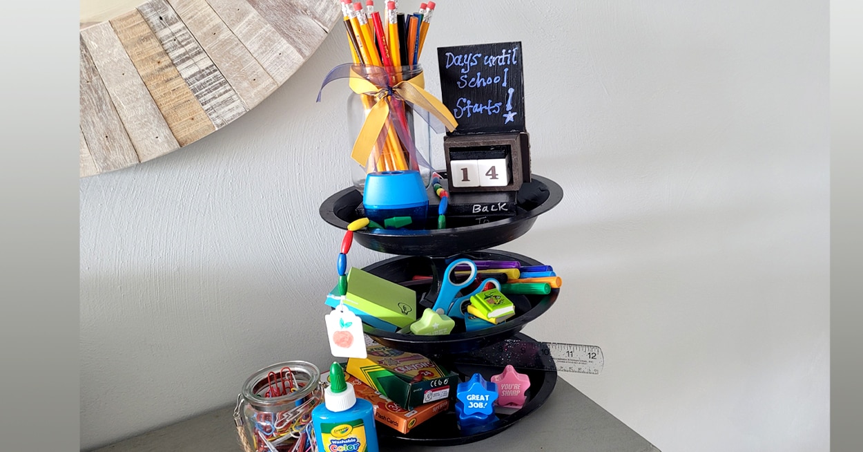 Back-to-School Tiered Tray | Dollar Tree
