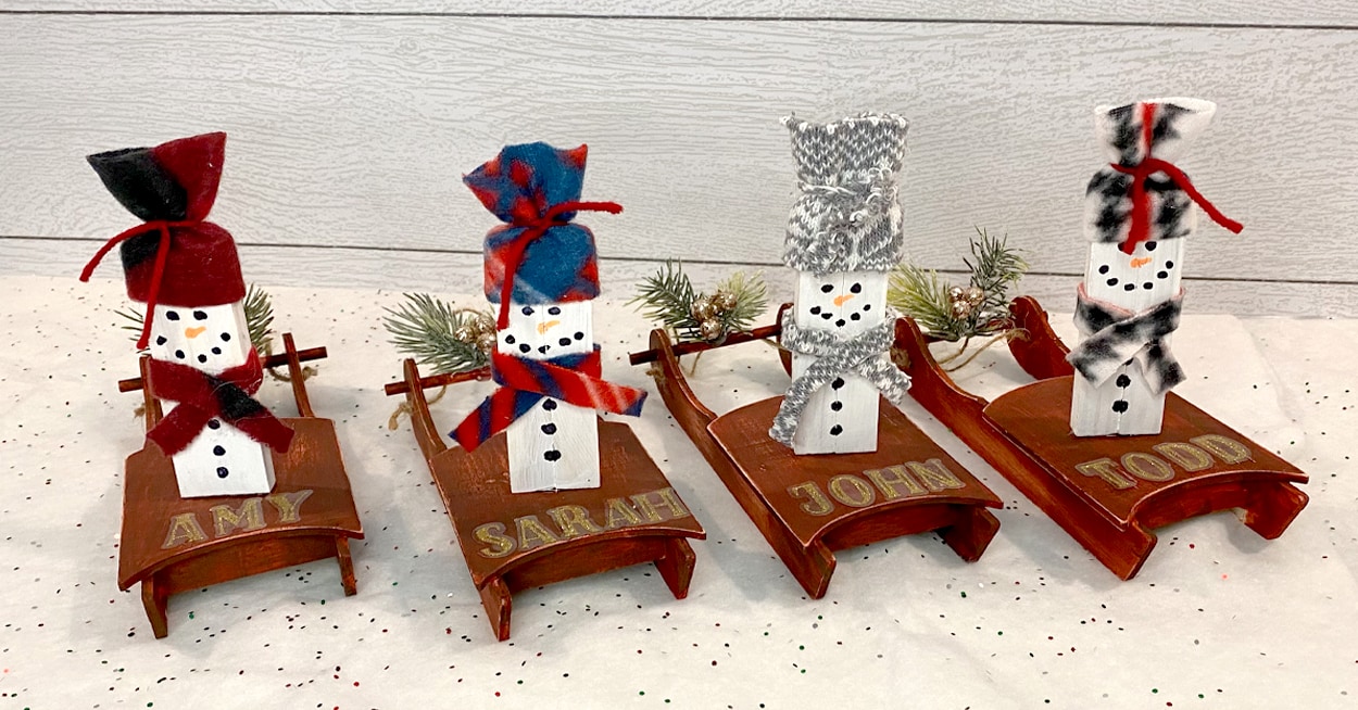 Wooden Block Snowman