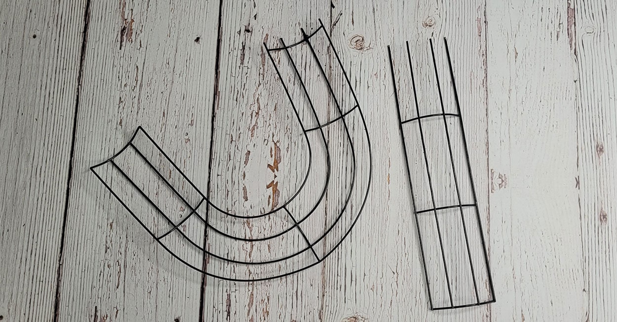 wire wreath form cut in half