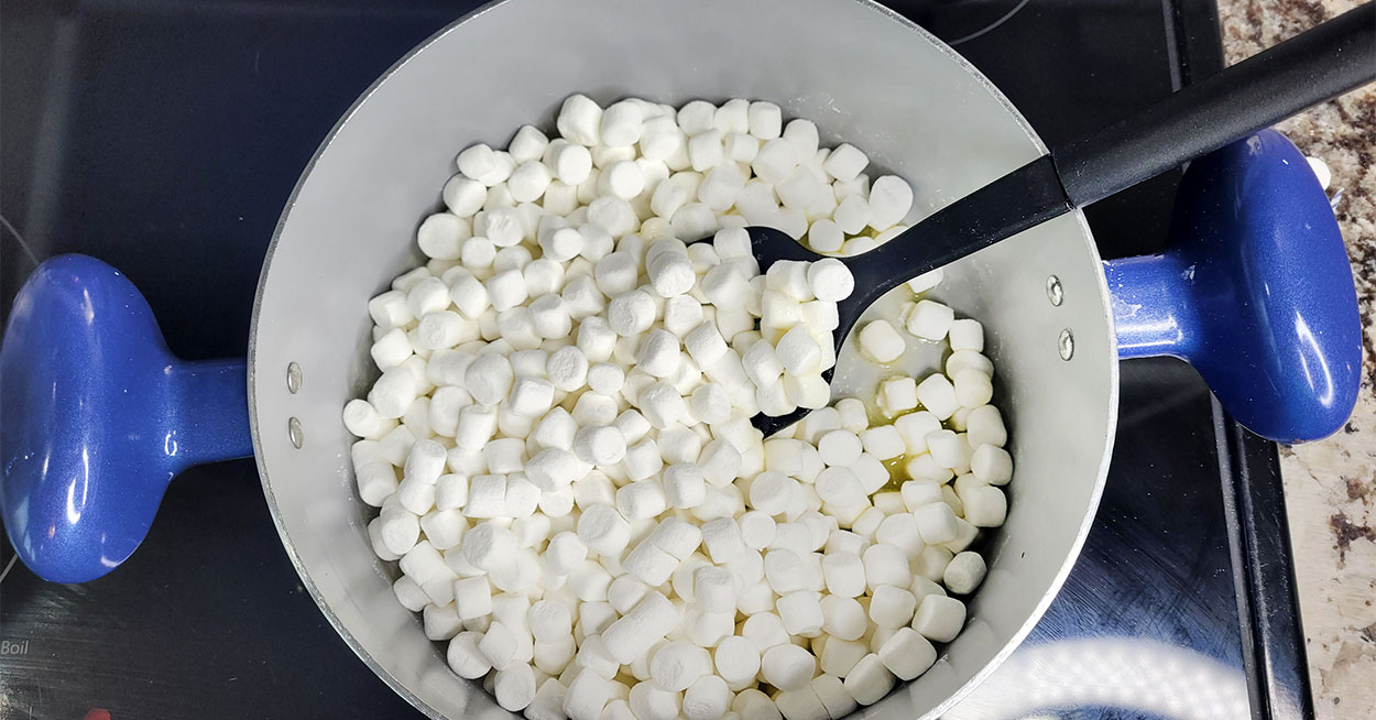 Marshmallows in a large pot.