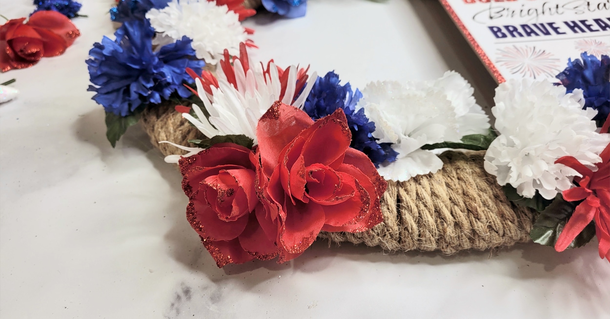 Red, White, and Blue Floral Wreath for the 4th of July | Dollar Tree